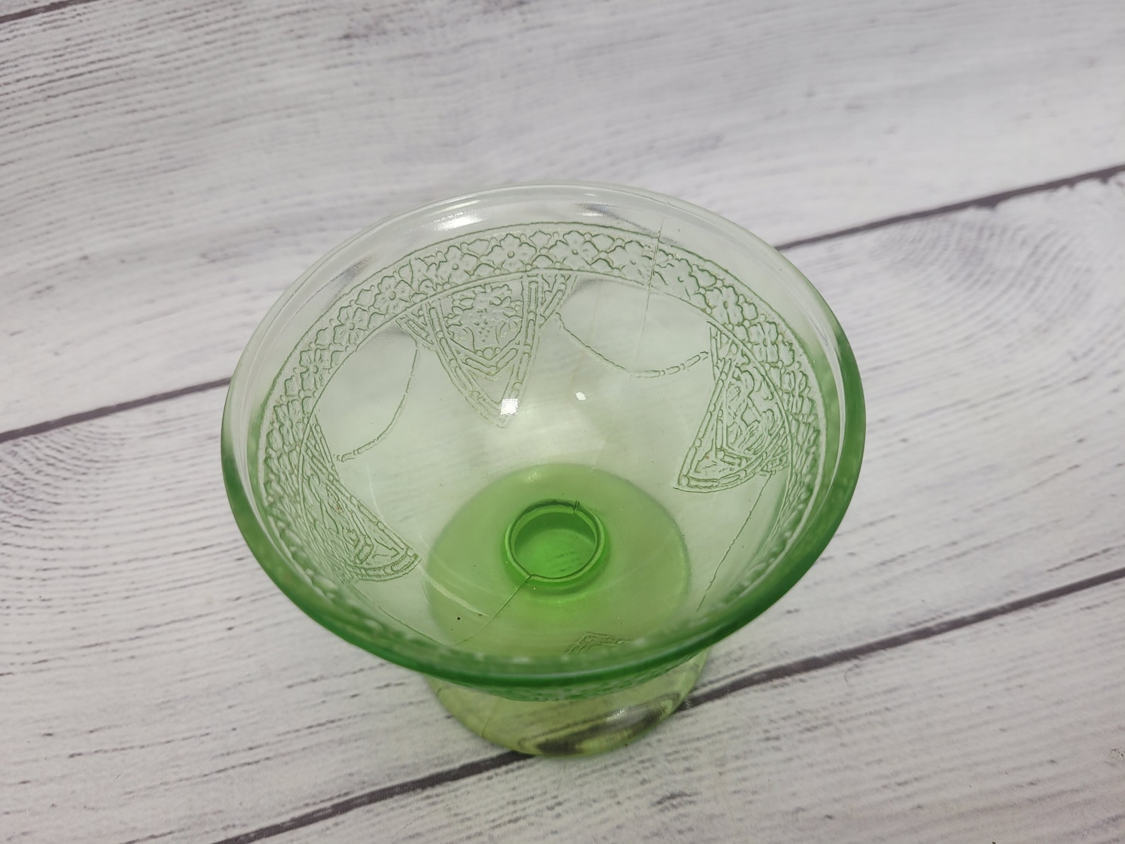 Ribbed Vintage Green Uranium Glass Cup Goblet Serving Dish - Etsy