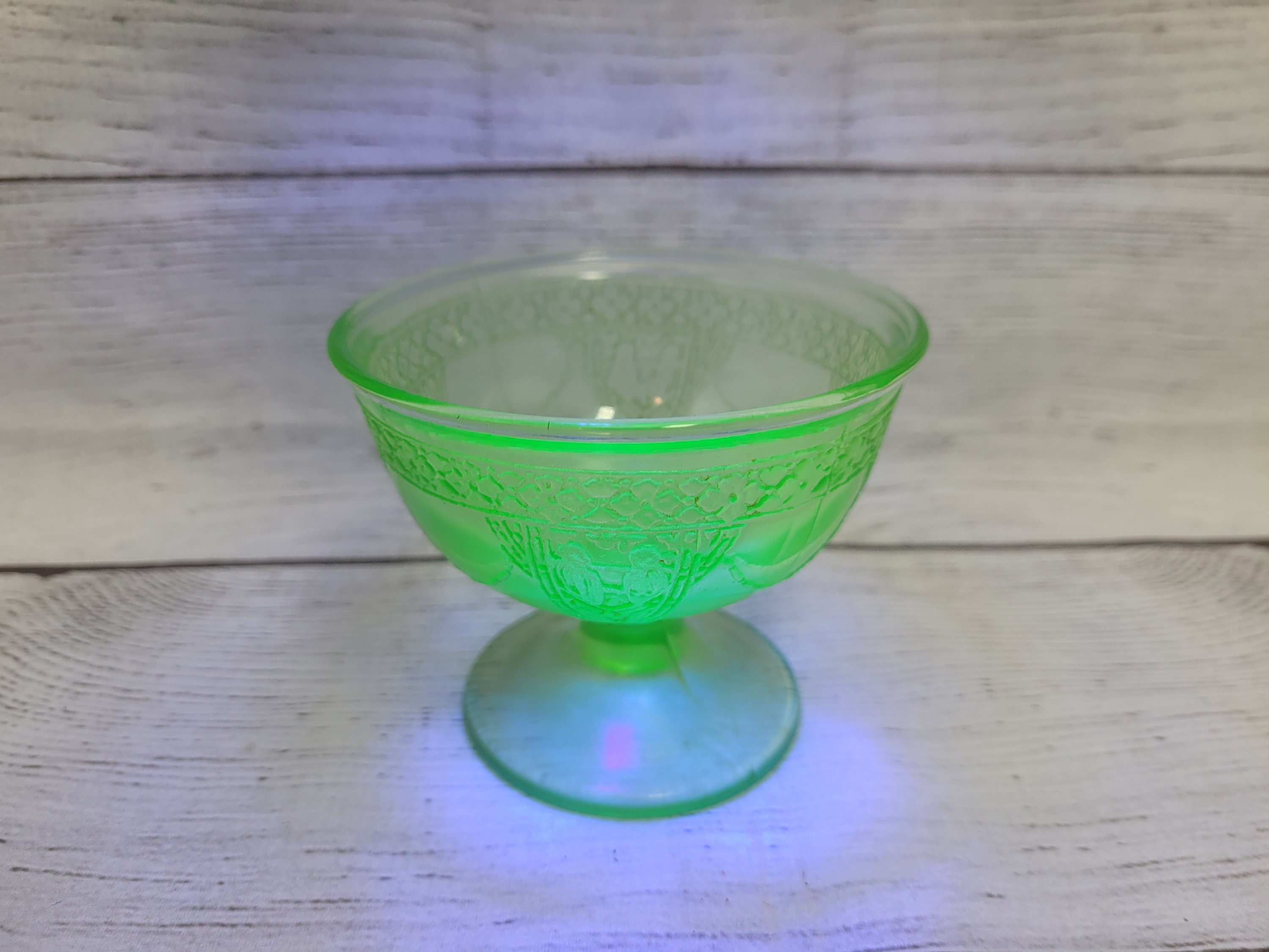 Ribbed Vintage Green Uranium Glass Cup Goblet Serving Dish - Etsy