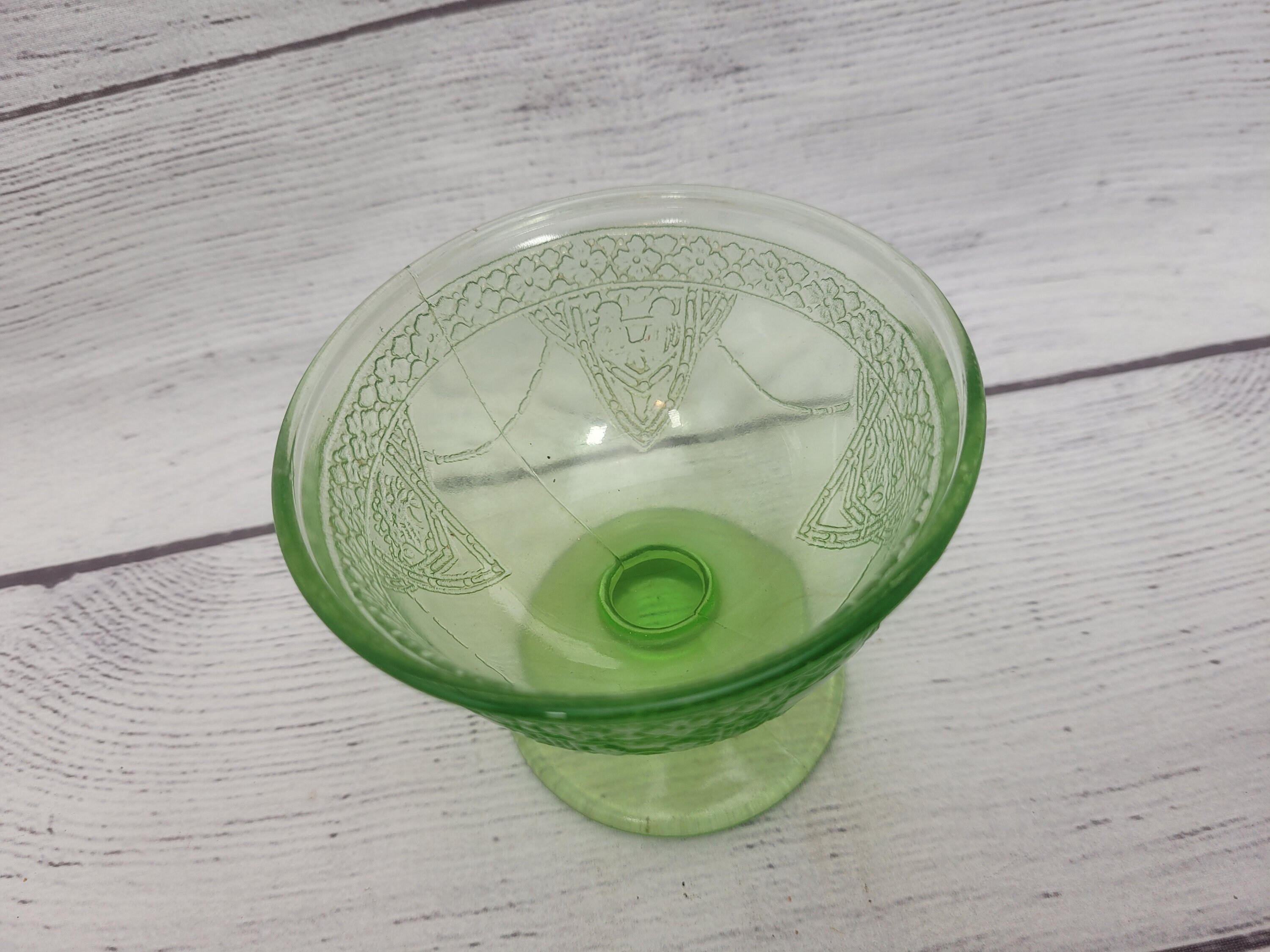 Ribbed Vintage Green Uranium Glass Cup Goblet Serving Dish - Etsy