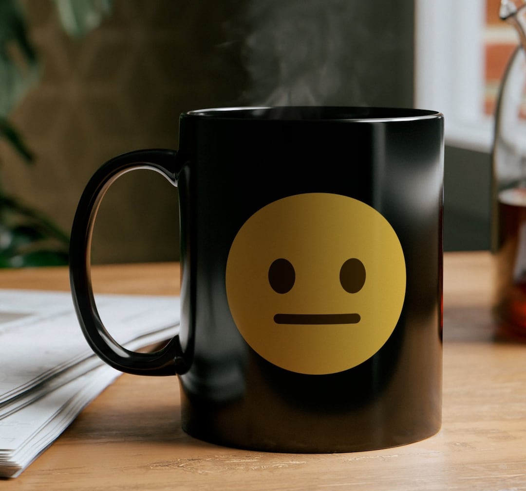 Emoji Straight Face Mug, Emoji Mug - Etsy