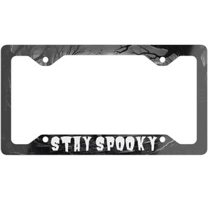Ultra Slim Metal Stay Spooky Graveyard Goth License Plate Frame Gift ...