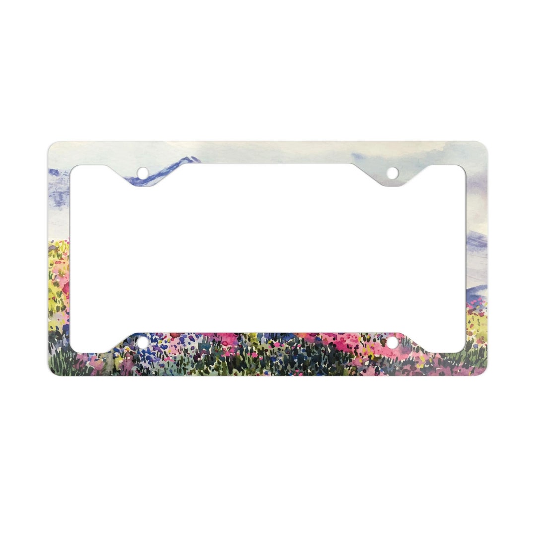 Ultra Slim Oil Painted Nature Floral License Plate Frame Car ...