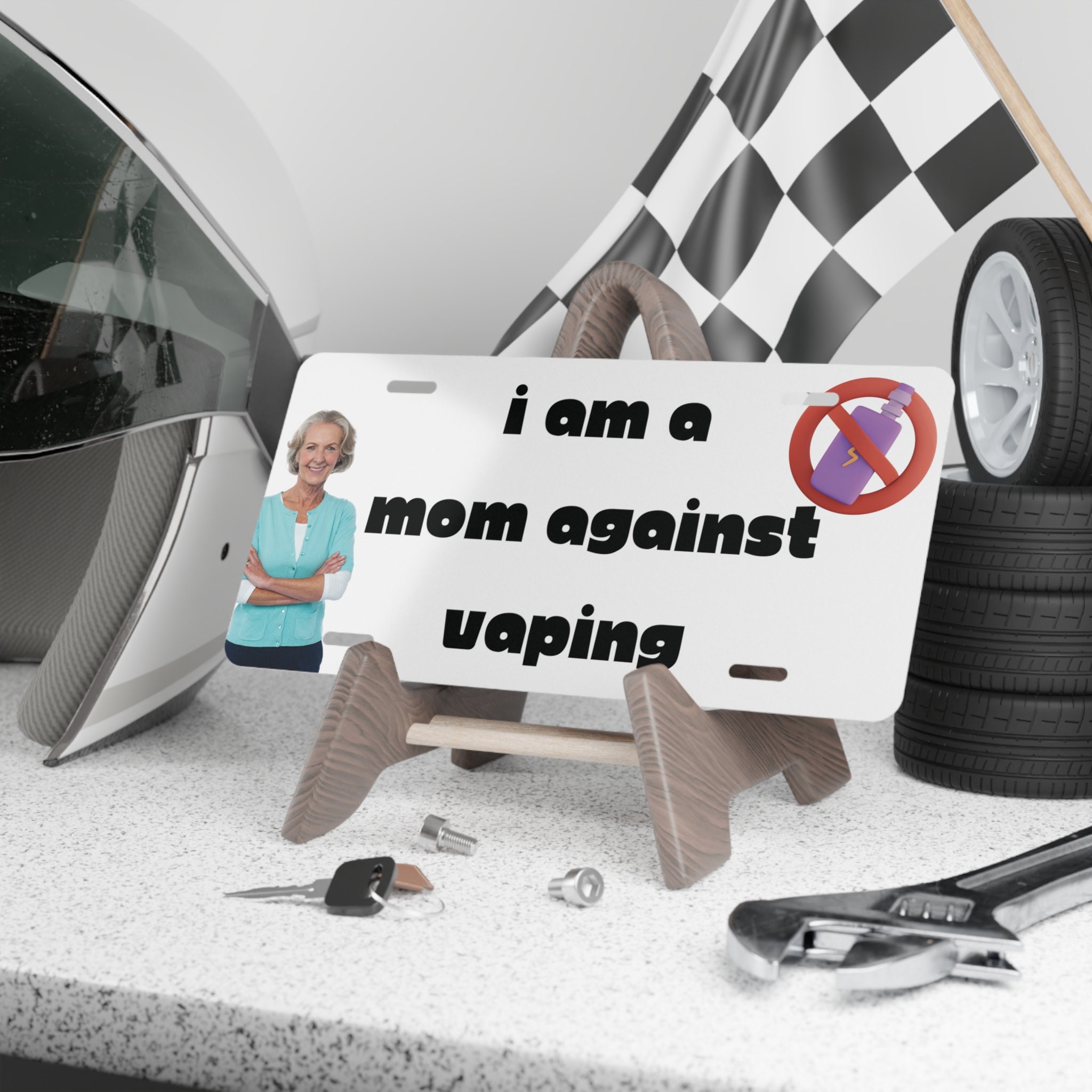 I Am A Mom Against Vaping Aluminum Vanity Plate Frame Funny Gift for ...