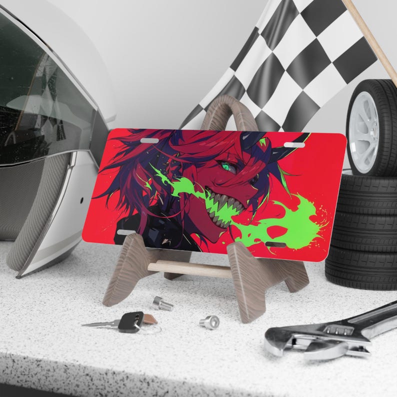 Creepy Horror Lofi Aesthetic Anime Girl Aluminum Vanity Plate Frame JDM ...