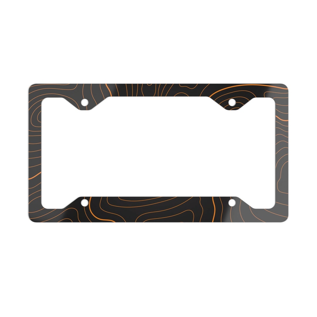 Ultra Slim Black Orange Topographic Aluminum License Plate Frame ...