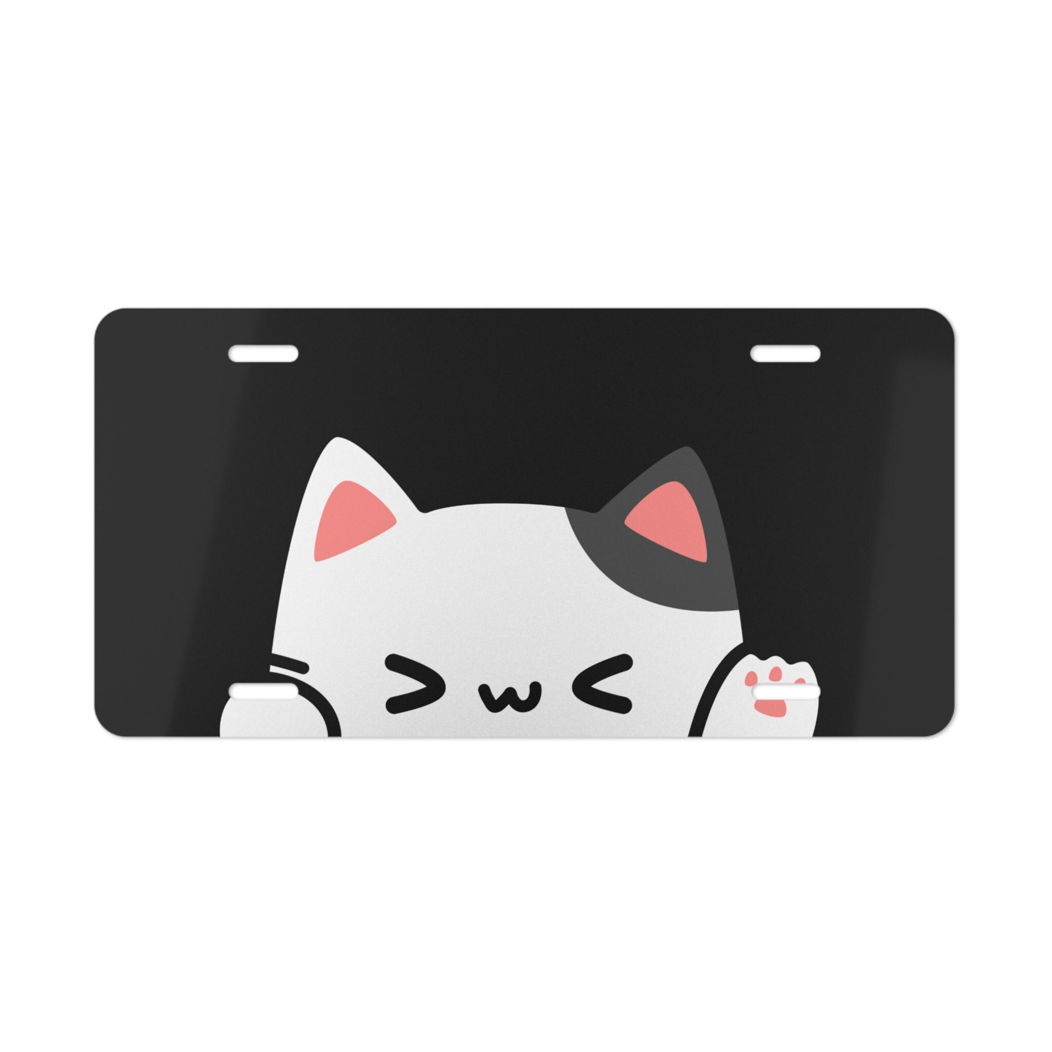 Anime Peeking Cat Metal Vanity Plate Frame, Aluminum License Plate ...