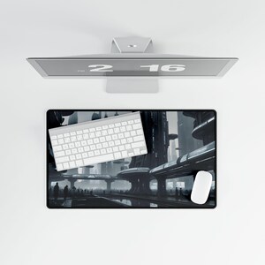 Modernist Cyberpunk Cityscape Desk Mat Large Gaming Desk Mat Unique ...