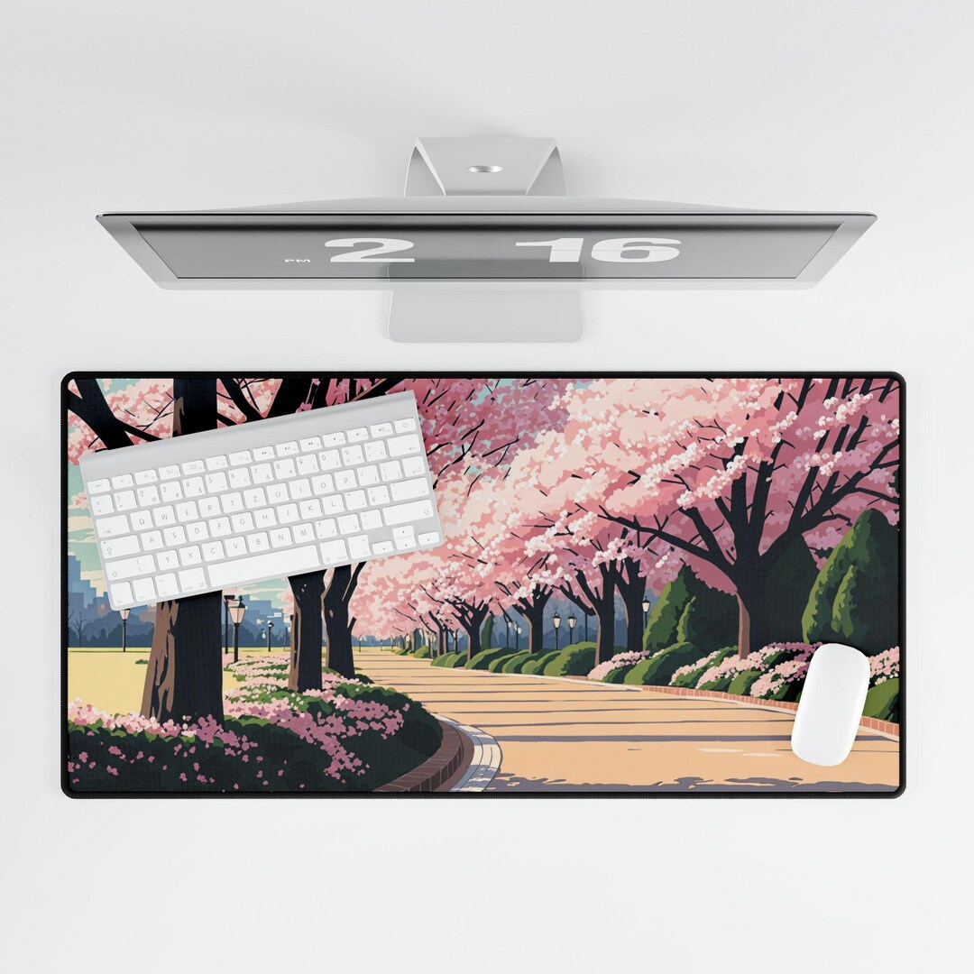 Lofi Anime Sakura Flower Floral Desk Mat Extra Large Desk Mat ...