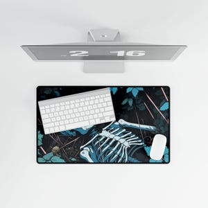 Lofi Floral Skeleton Japanese Art Desk Mat Large Gaming Desk Mat Unique ...