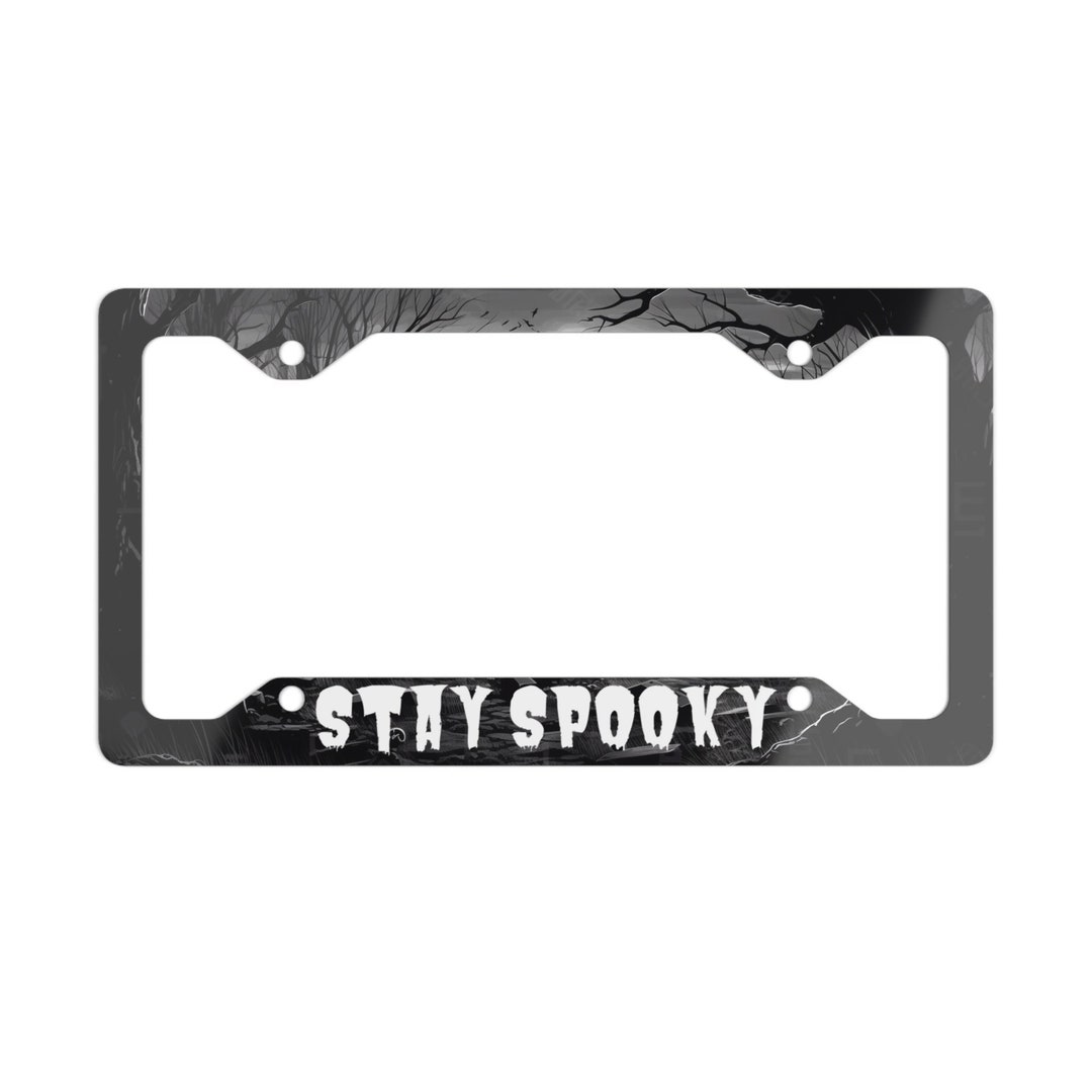 Ultra Slim Metal Stay Spooky Graveyard Goth License Plate Frame ...