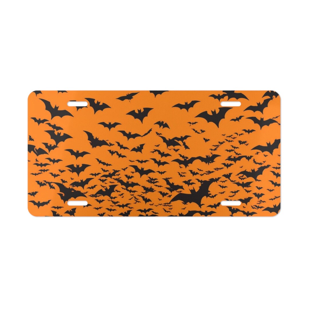 Ultra Slim Orange Bat Aluminum Vanity License Plate Frame Halloween Emo ...