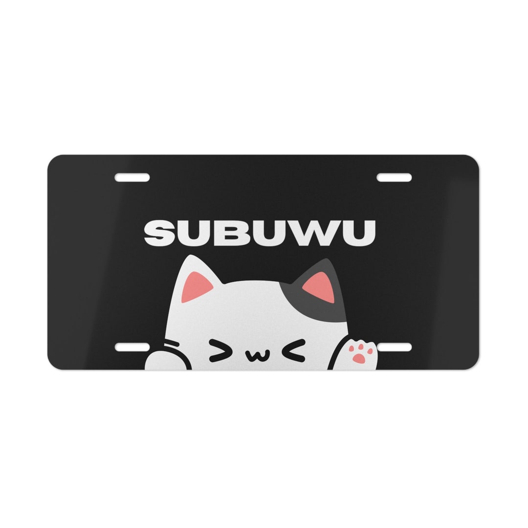 Subuwu Subaru Anime Peeking Cat Metal License Plate Frame, Aluminum ...