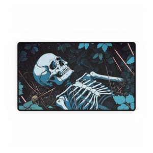 Lofi Floral Skeleton Japanese Art Desk Mat Large Gaming Desk Mat Unique ...