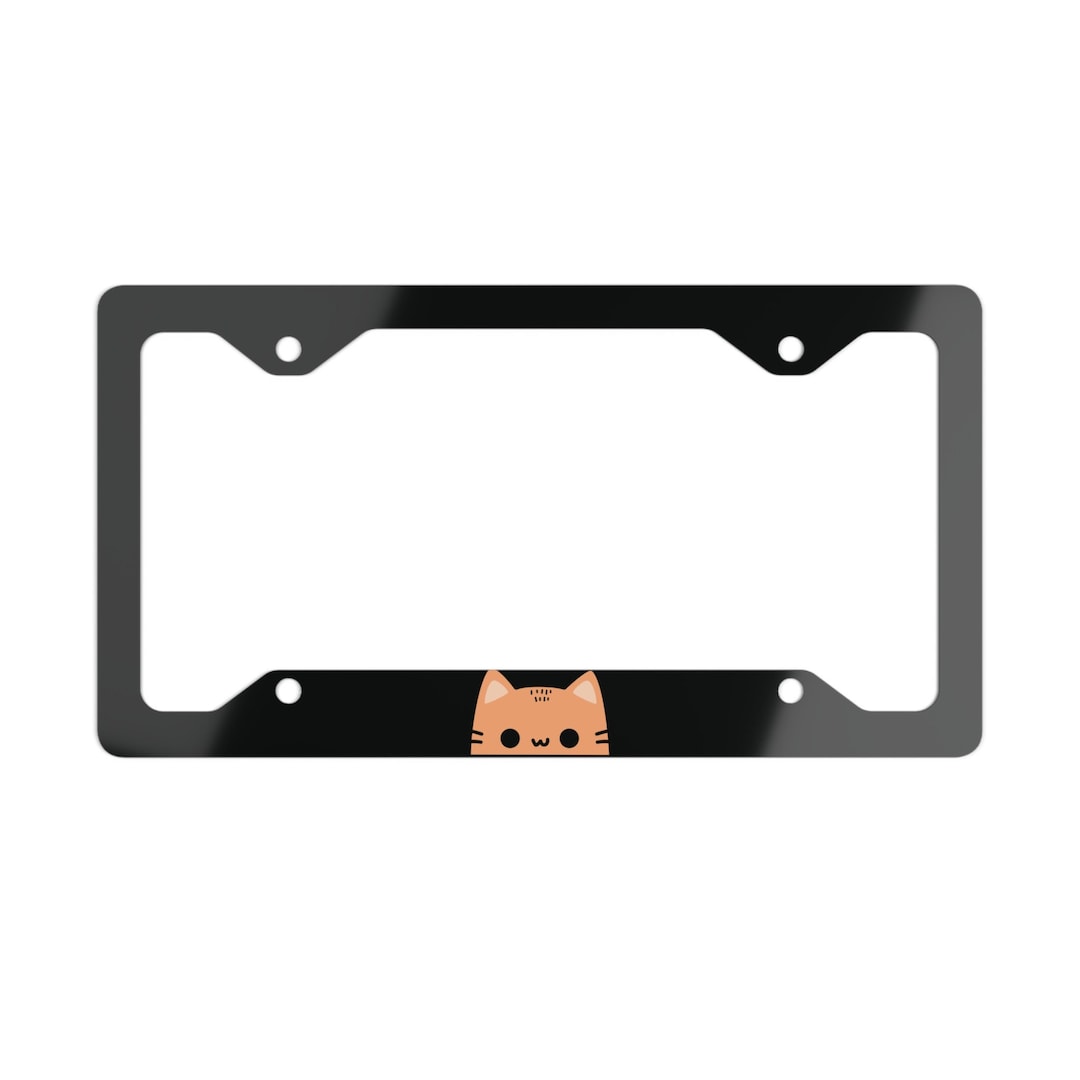 Orange Anime Peeking Cat Metal License Plate Frame, Aluminum License ...