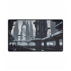 Modernist Cyberpunk Cityscape Desk Mat Large Gaming Desk Mat Unique ...