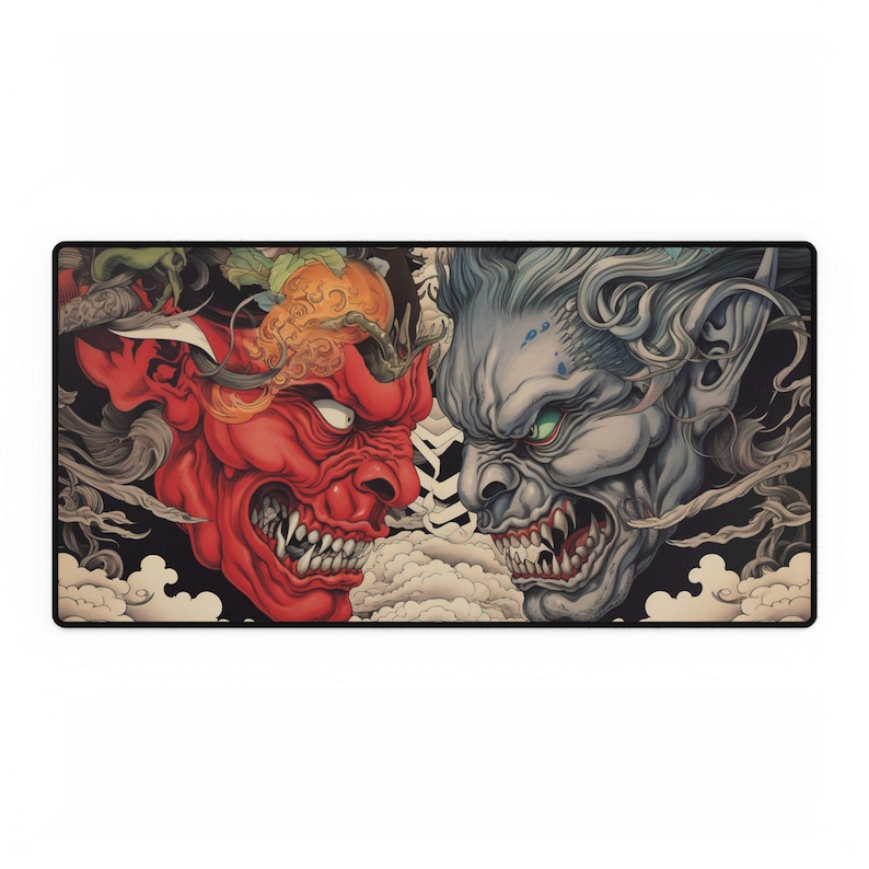 Oni Demon Desk Mat - Japanese Mythology Oni Vs Oni Art Extended ...
