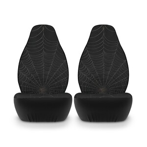 Set of 2 Black Spider Web Polyester Car Seat Protector Goth Car ...
