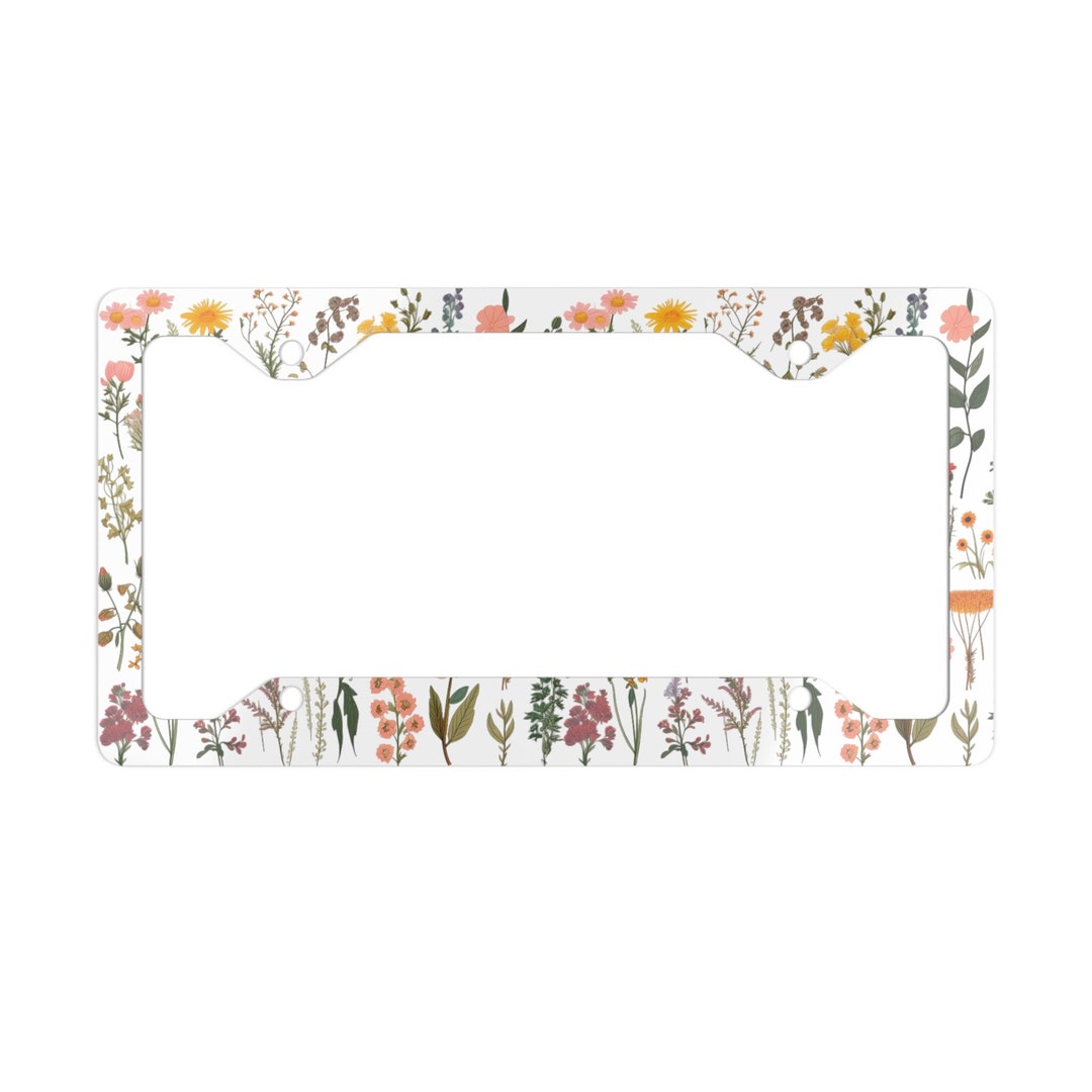 Ultra Slim Wildflower Floral License Plate Frame, Cute Car Accessories ...