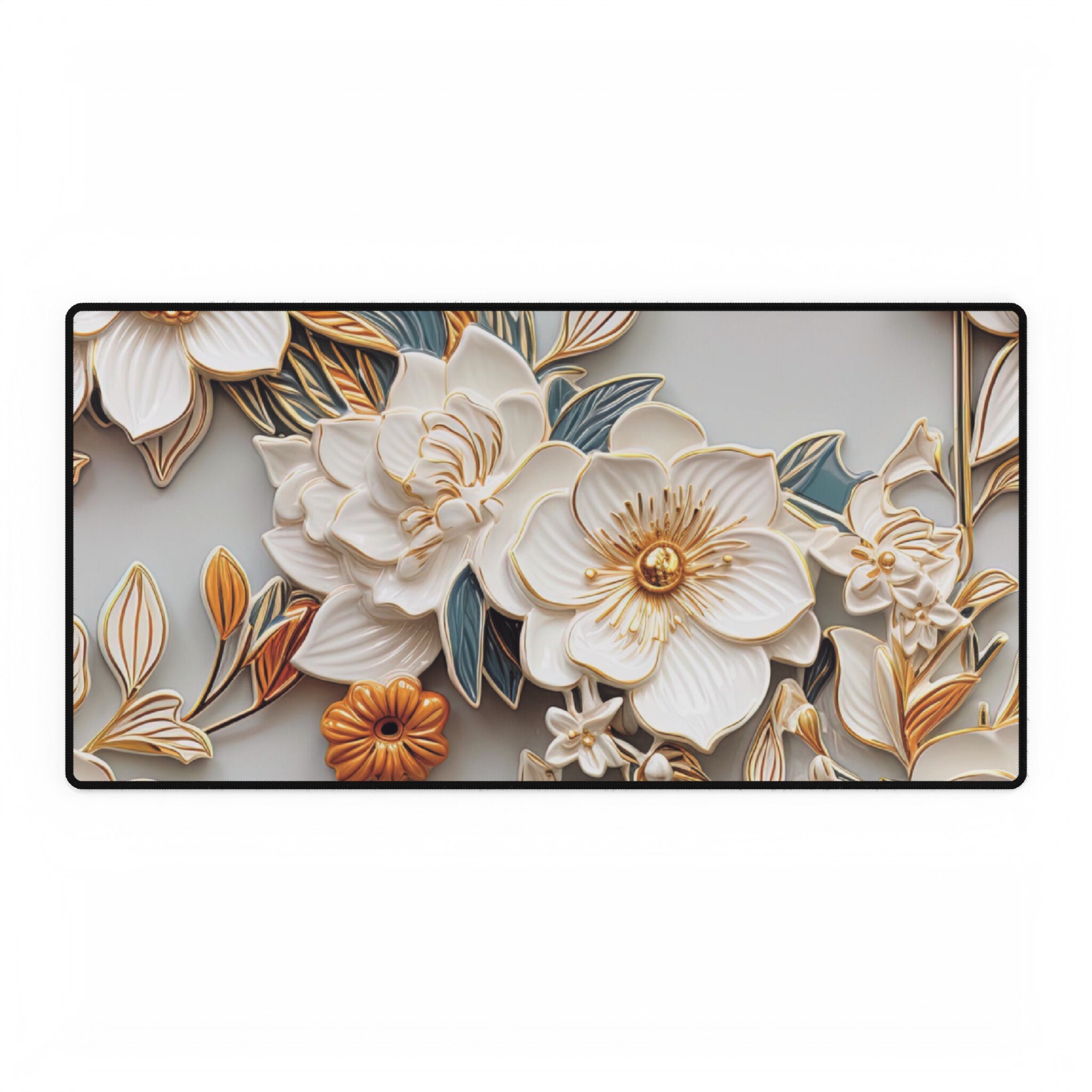 Porcelain Flowers Floral Desk Mat Extra Large Desk Mat Cute Desk Pad ...