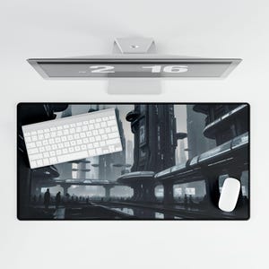 Modernist Cyberpunk Cityscape Desk Mat Large Gaming Desk Mat Unique ...