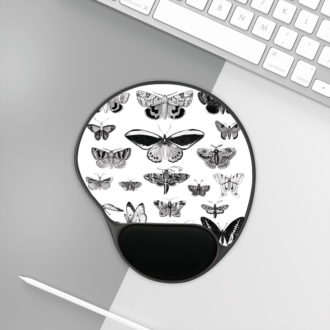 Vintage Insect Illustration Mouse Pad With Wrist Rest - Black and White ...