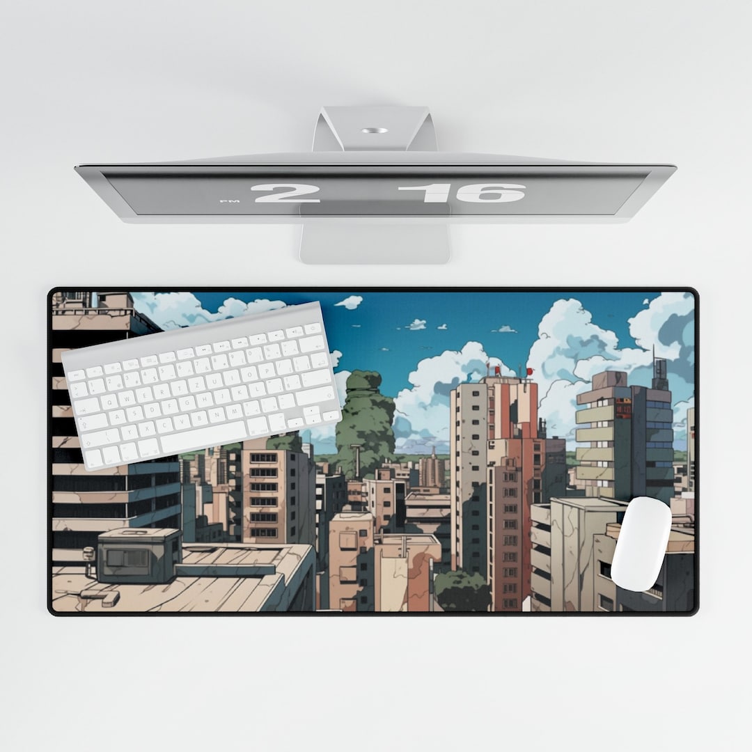 Anime City Desk Mat Large Gaming Desk Mat Gift Kawaii Lo Fi Anime ...