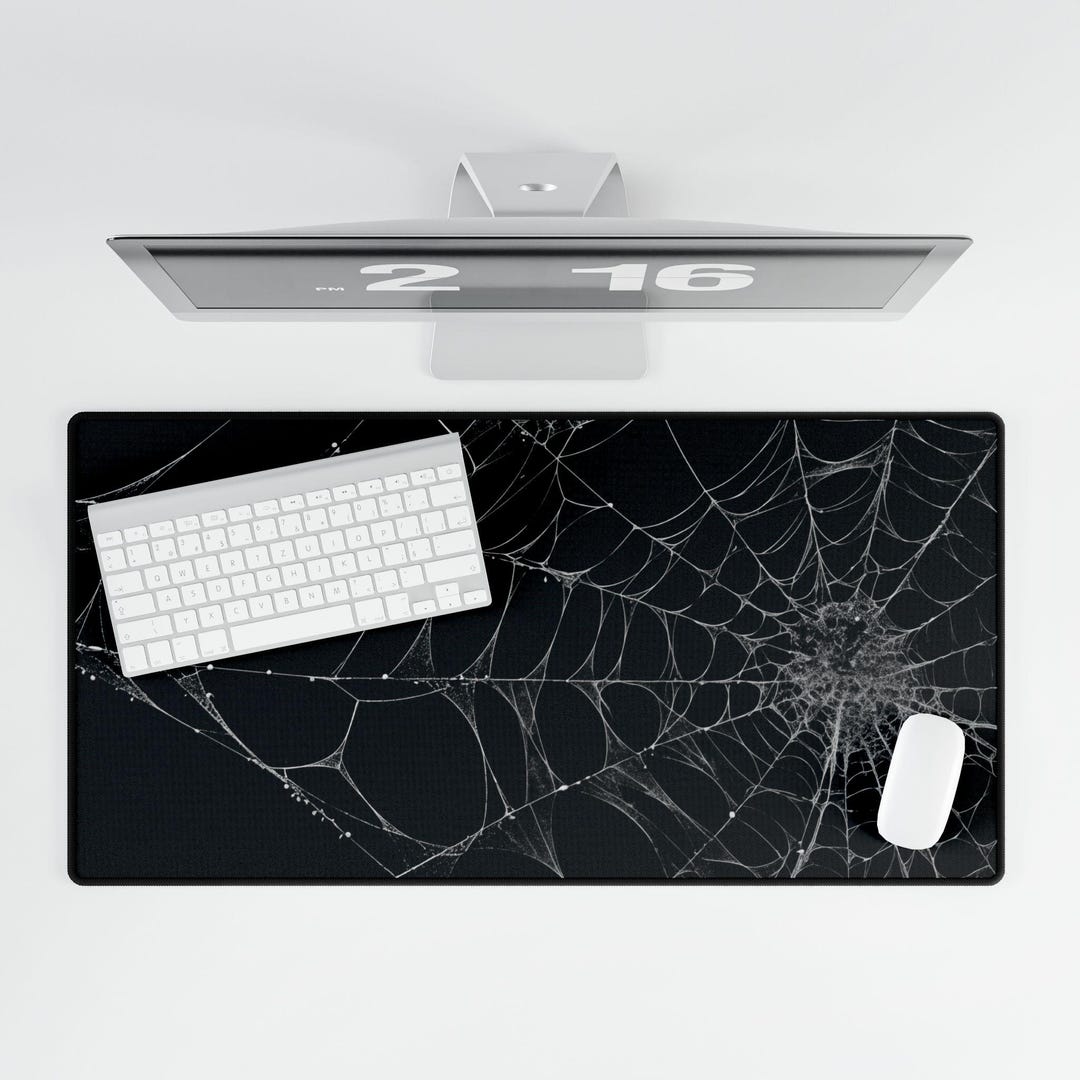 Dark Spiderweb Desk Mat - Gothic Web Desk Pad, Minimal Horror Desk Mat ...