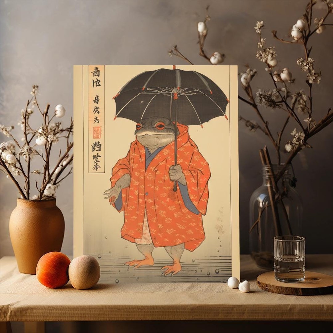Vintage Old Asian Frog Canvas Art Print Matte Canvas Stretched 0.75 ...
