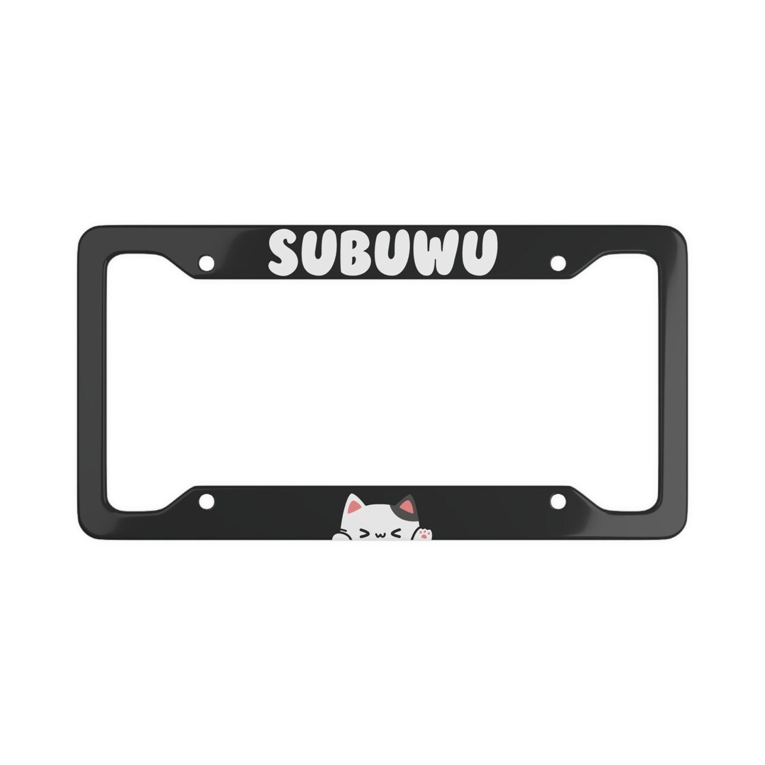 Ultra Slim Subuwu Anime Peeking Cat Metal License Plate Frame Cat Car ...