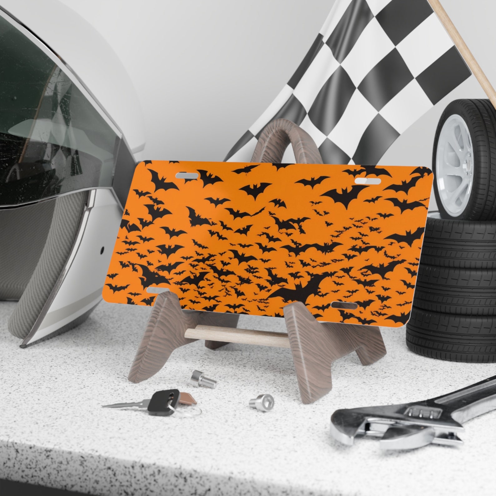 Ultra Slim Orange Bat Aluminum Vanity License Plate Frame Halloween Emo ...