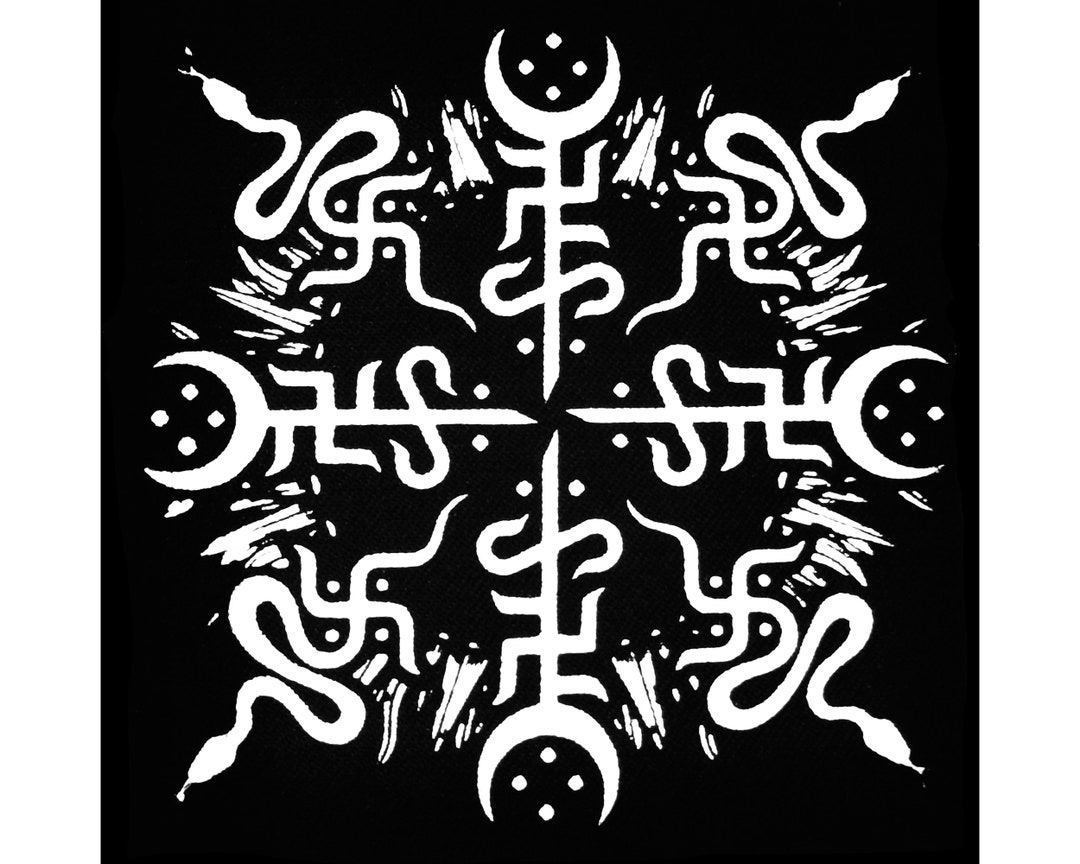 Jainism Swastika Screen Print Patch,javanese Naga Totem,eastern Luck ...