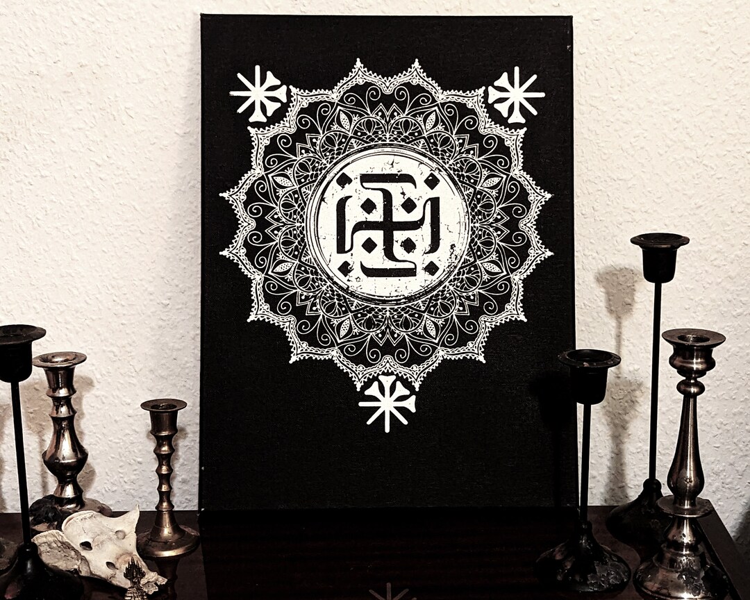 Ancient Swastika Mandala Dingir Home Temple Screen Printed Altar Canvas ...