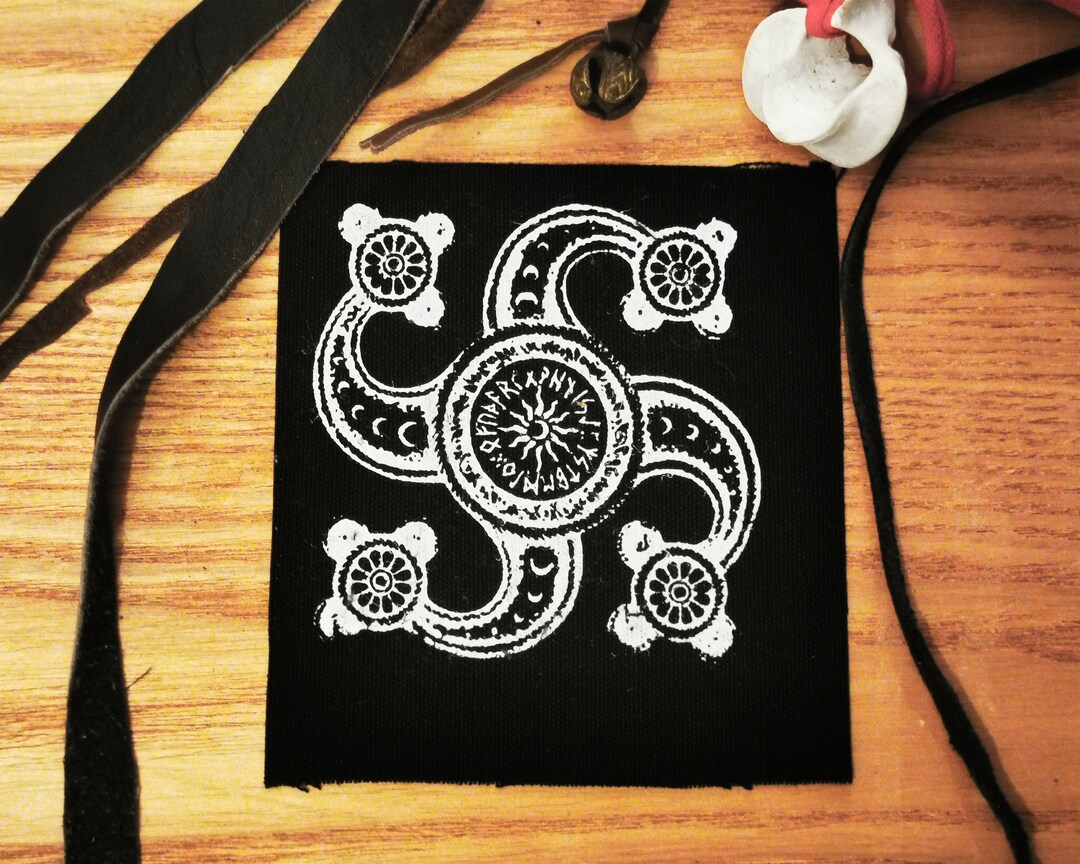 Solar Wheel Swastika Patch,celtic Sun/moon Ornament,antique Pagan Patch ...