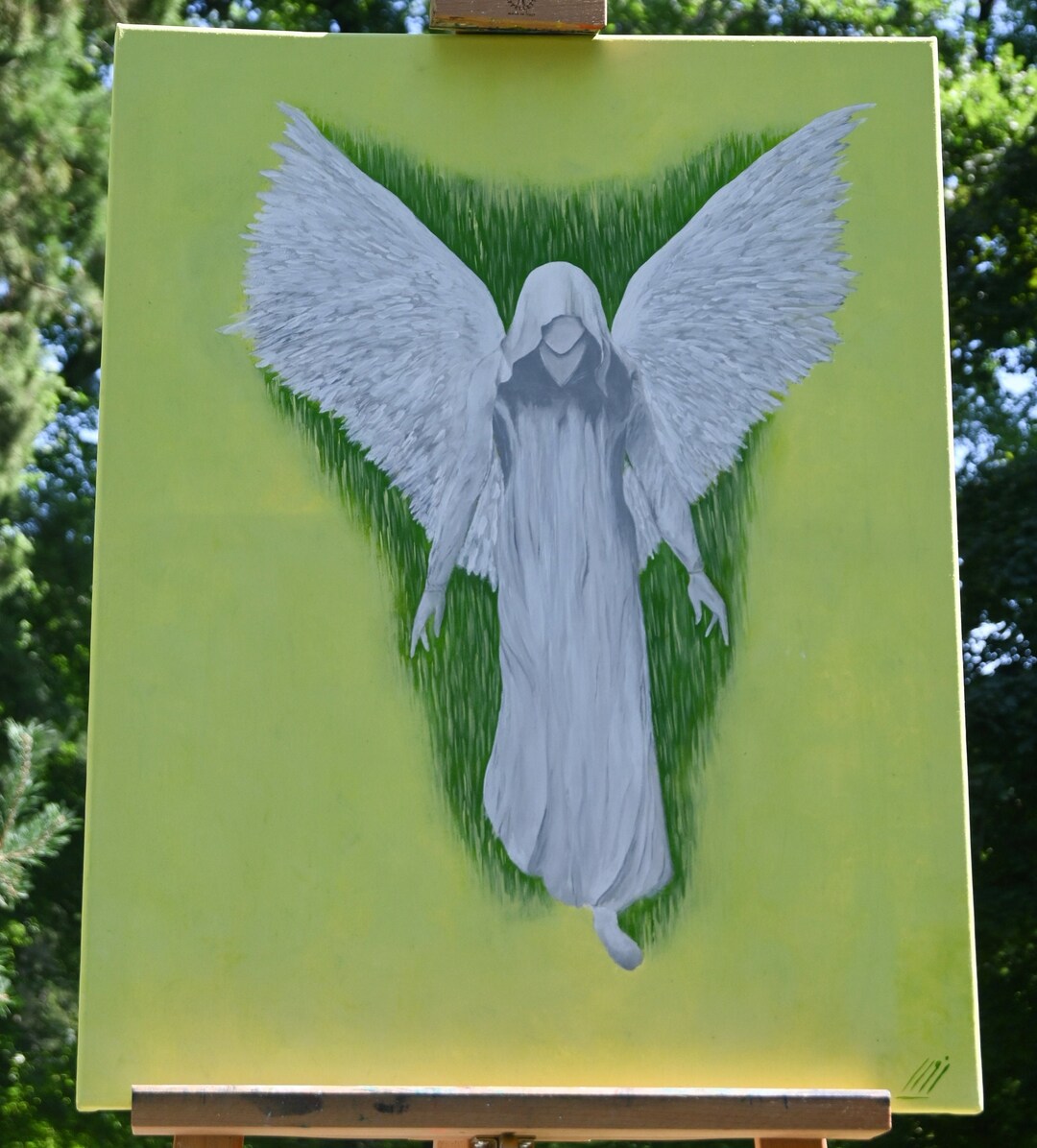 White Angel Hugged in Yellow and Green: Embracing Nature's - Etsy