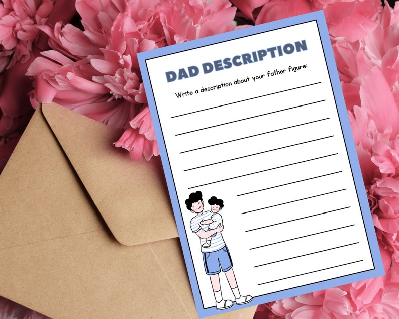 Dad Description Writing Worksheet, Father's Day Card, Gift for Dad ...
