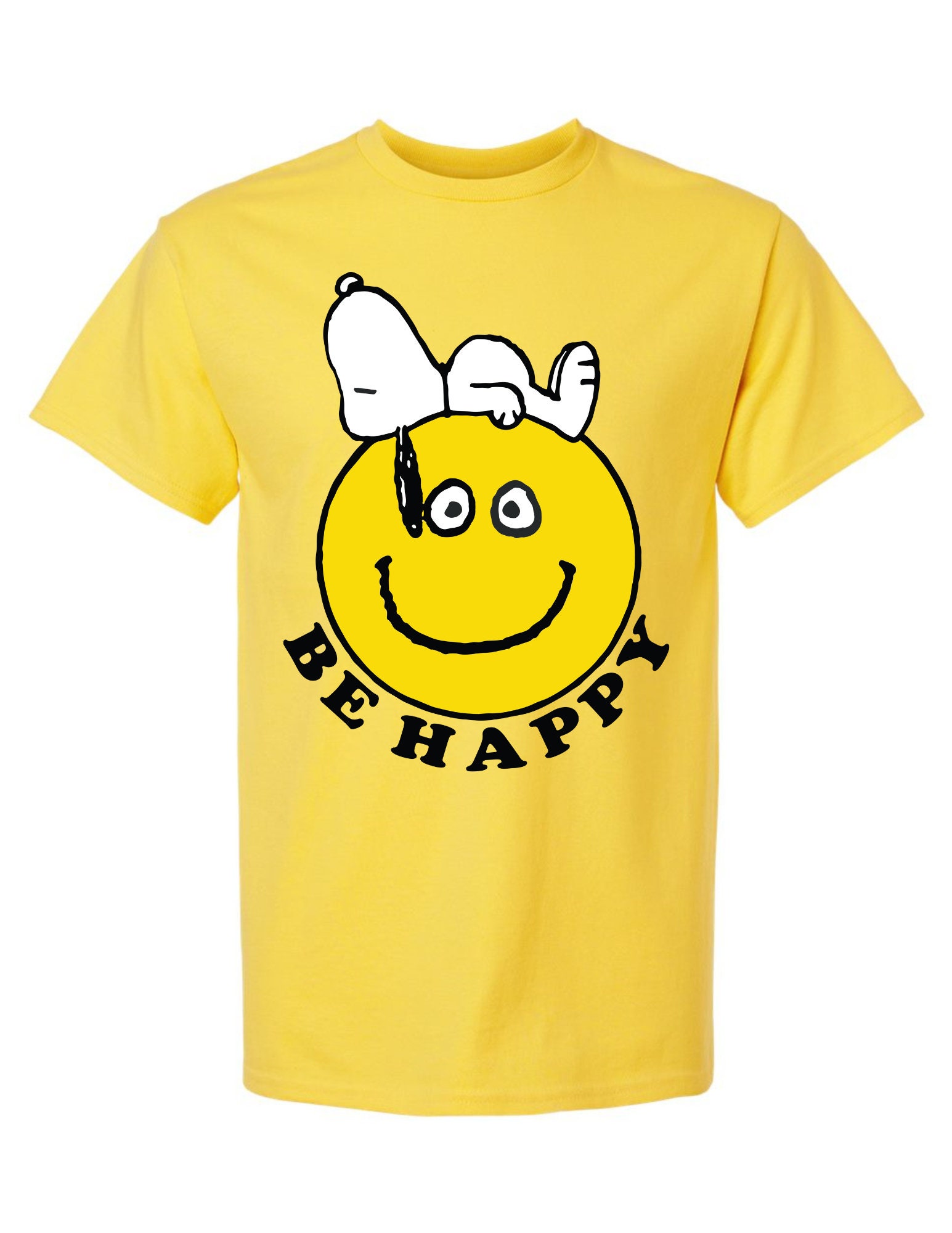 Snoopy 'be Happy' T-shirt Smiley Face Design Classic Peanuts Character ...