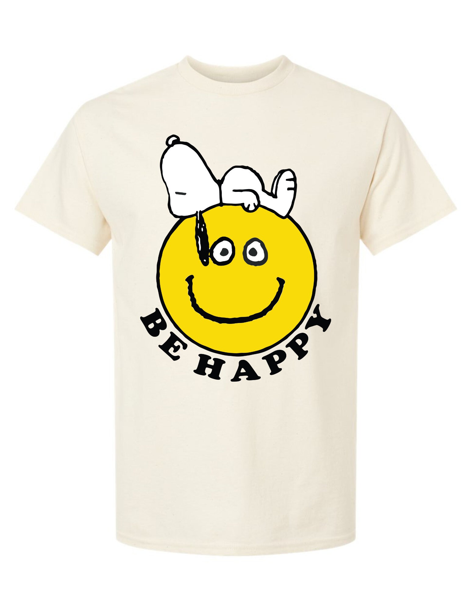 Snoopy 'be Happy' T-shirt Smiley Face Design Classic Peanuts Character ...