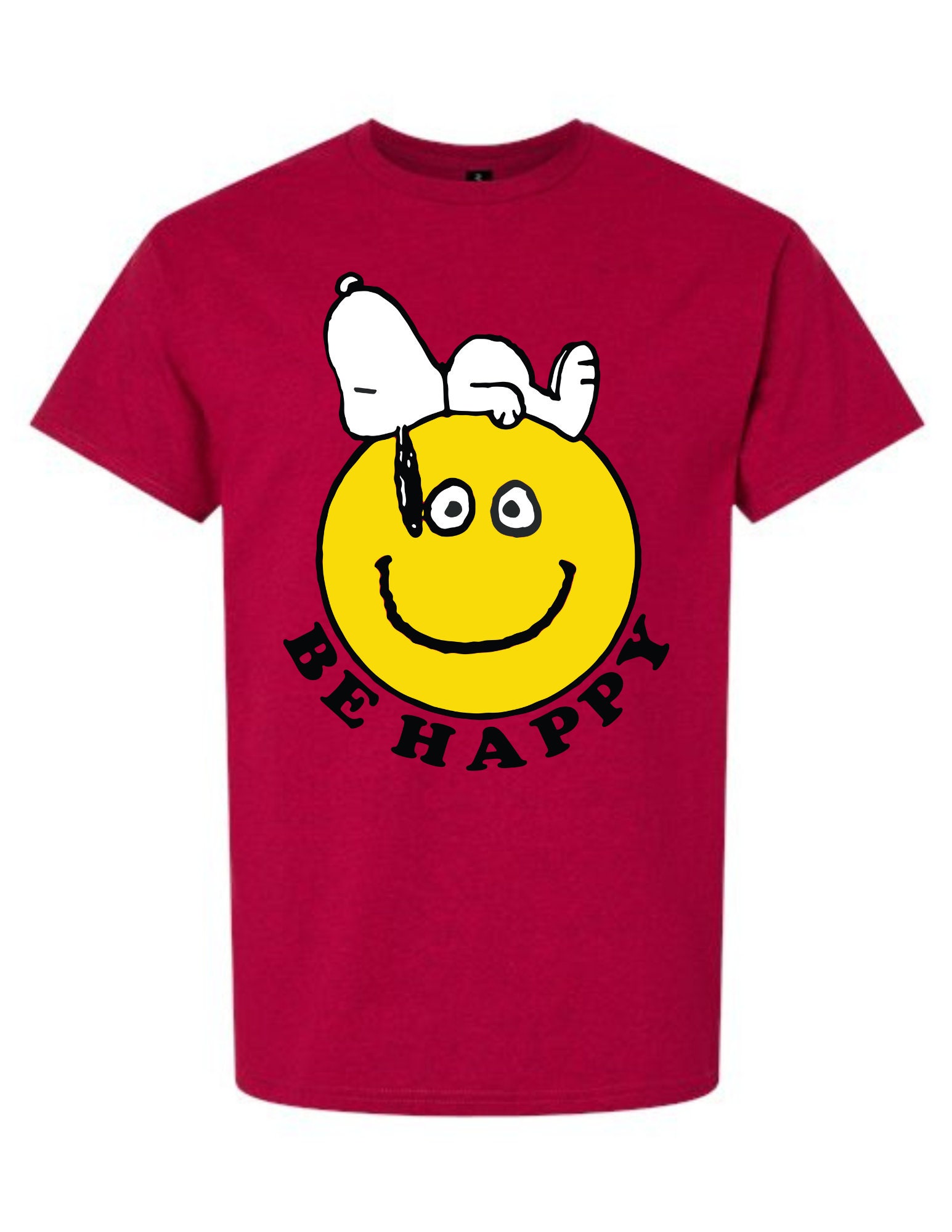 Snoopy 'be Happy' T-shirt Smiley Face Design Classic Peanuts Character ...