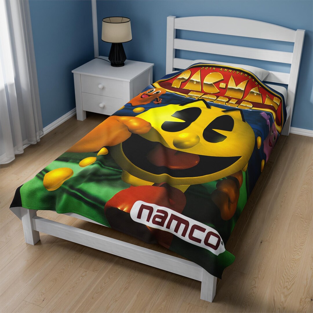 Pacman PS1 Hand Woven Blanket Playstation 1 Sherpa Throw Retro Video ...