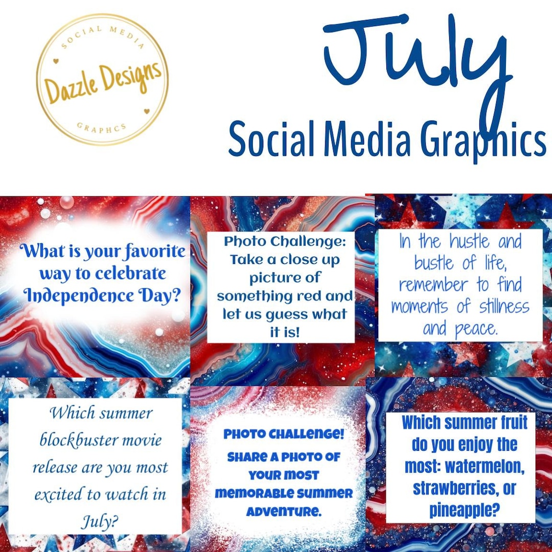 July Social Media Engagement Graphics, Virtual Assistant, Facebook ...