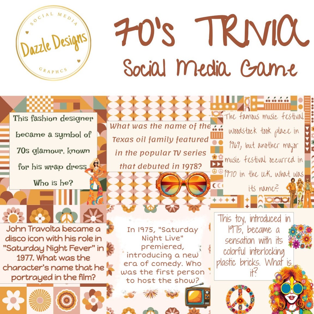 70's Trivia Facebook Game Engagement Graphics Interactive Social Media ...