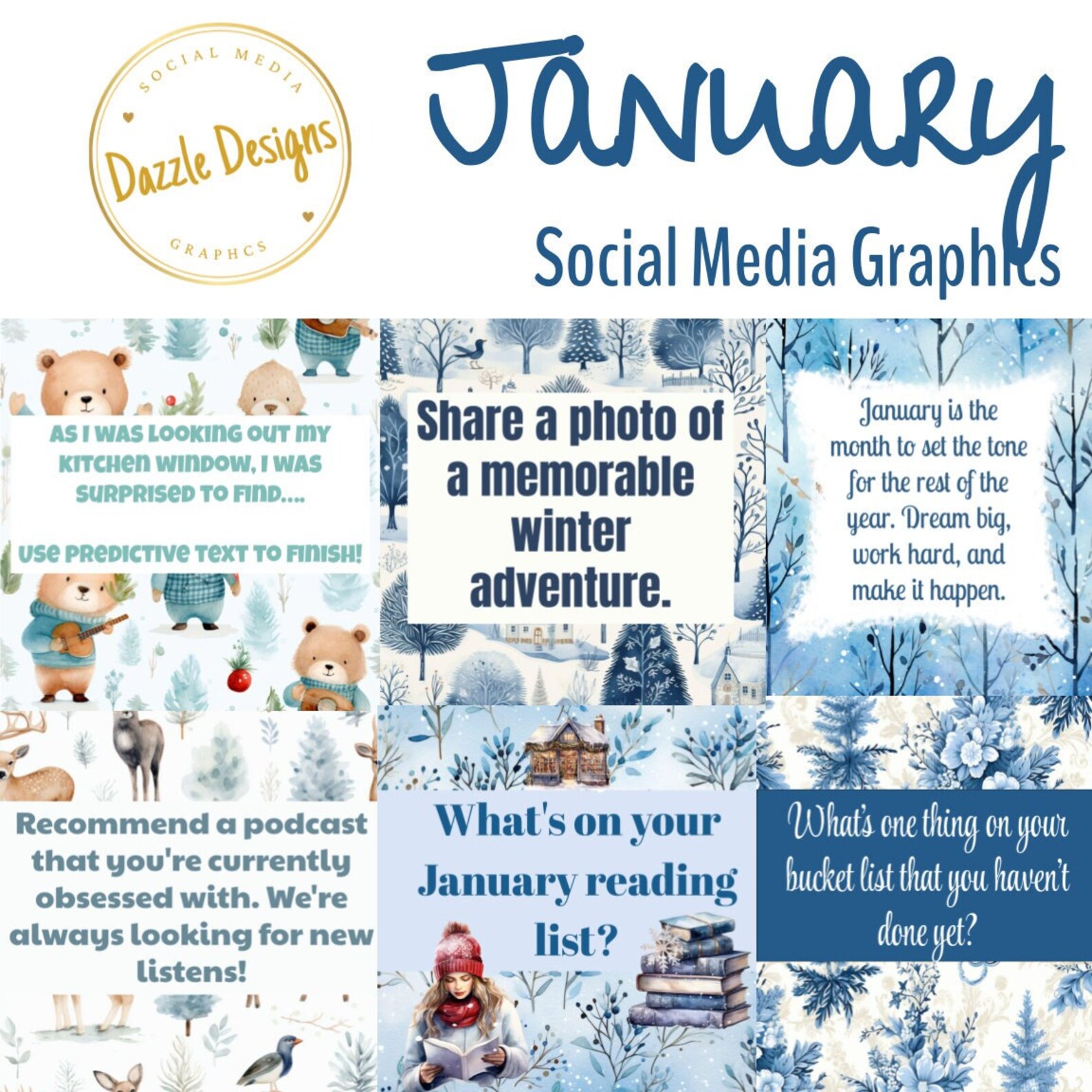 31 Winter Social Media Posts, January Social Media, Interactive Prompts ...