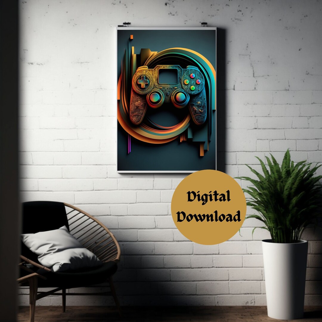 Abstract Gaming Controller Neon Wall Art Digital Download - Printable ...
