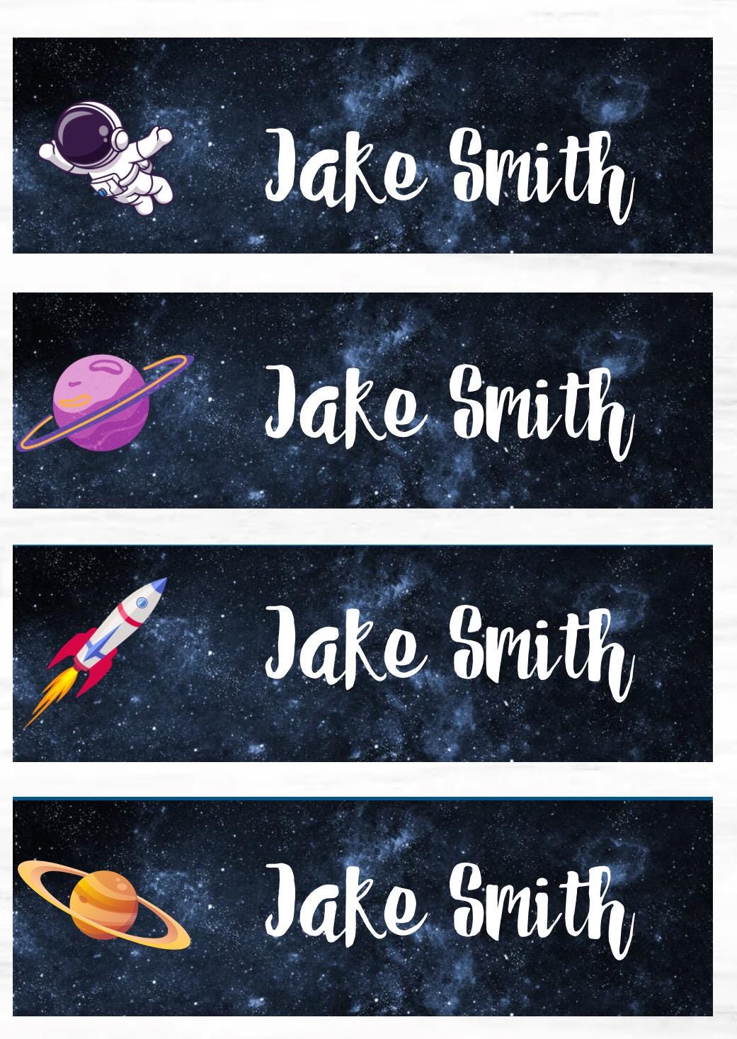 Personalized Name Labels for Kids, Waterproof Labels, Space Theme ...
