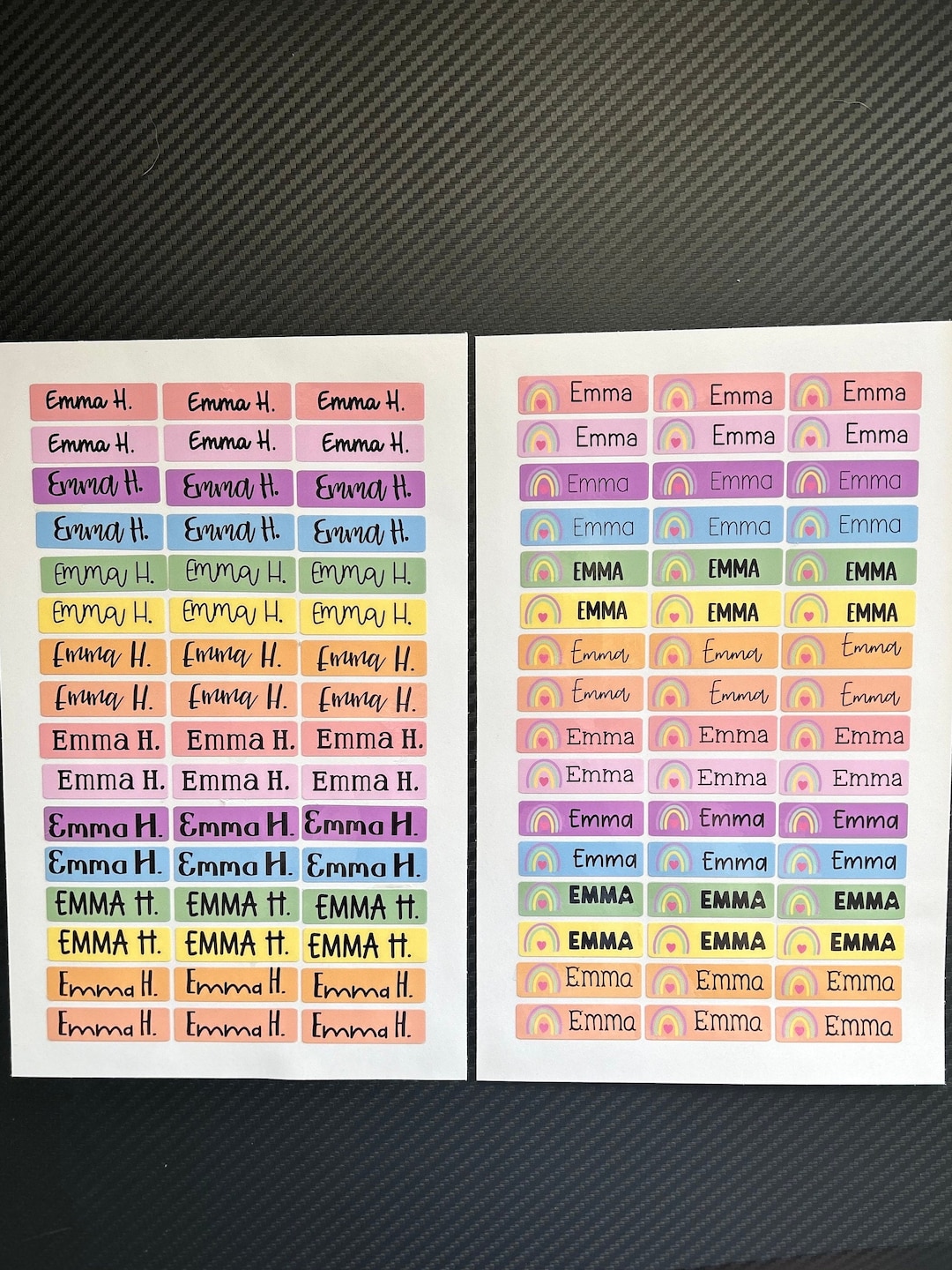 Rainbow Name Labels Stickers for Kids, Waterproof Personalized School ...