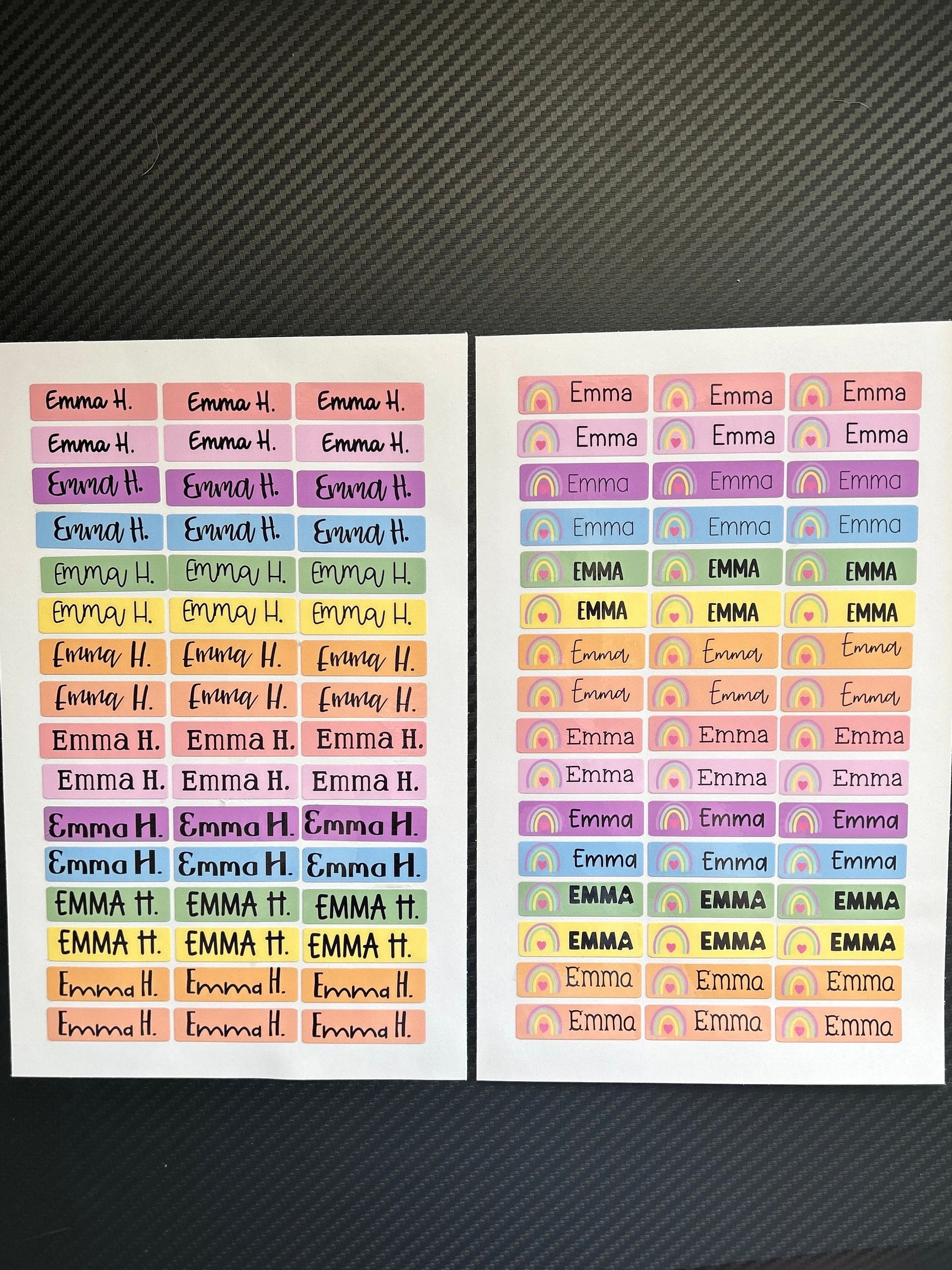 Rainbow Name Labels Stickers for Kids, Waterproof Personalized School ...