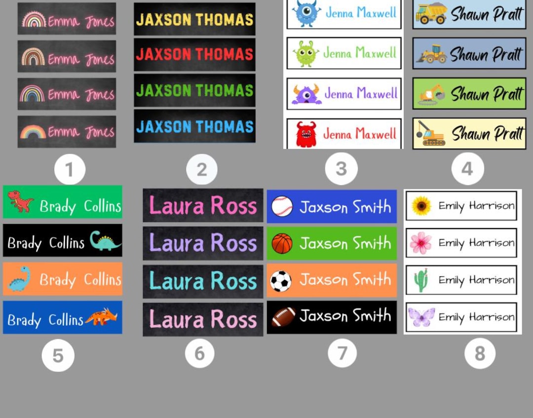 Personalized Name Labels for Kids, Waterproof Labels, Dishwasher Safe ...