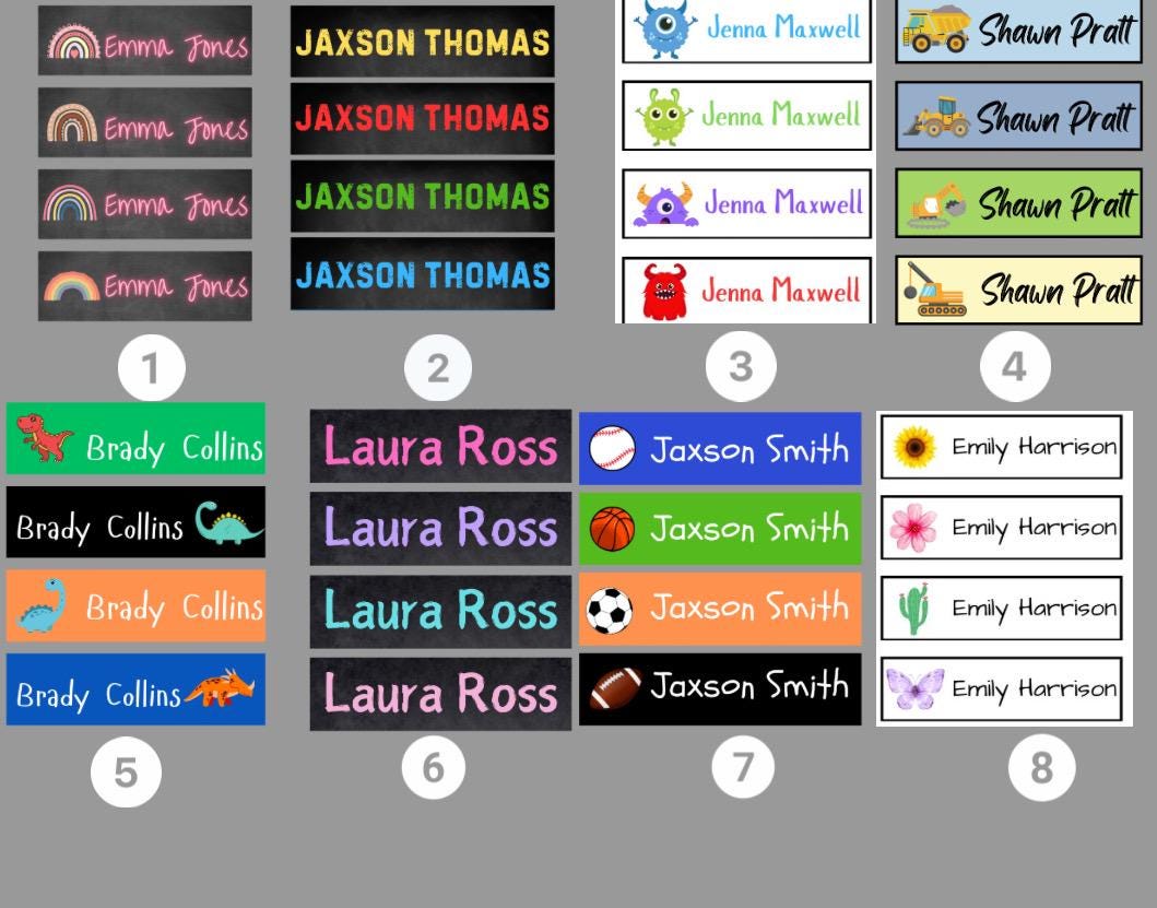 Personalized Name Labels for Kids, Waterproof Labels, Dishwasher Safe ...