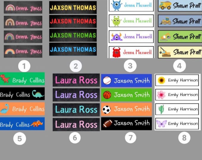 Personalized Kids Name Labels – Dishwasher Safe, Waterproof, Glossy ...
