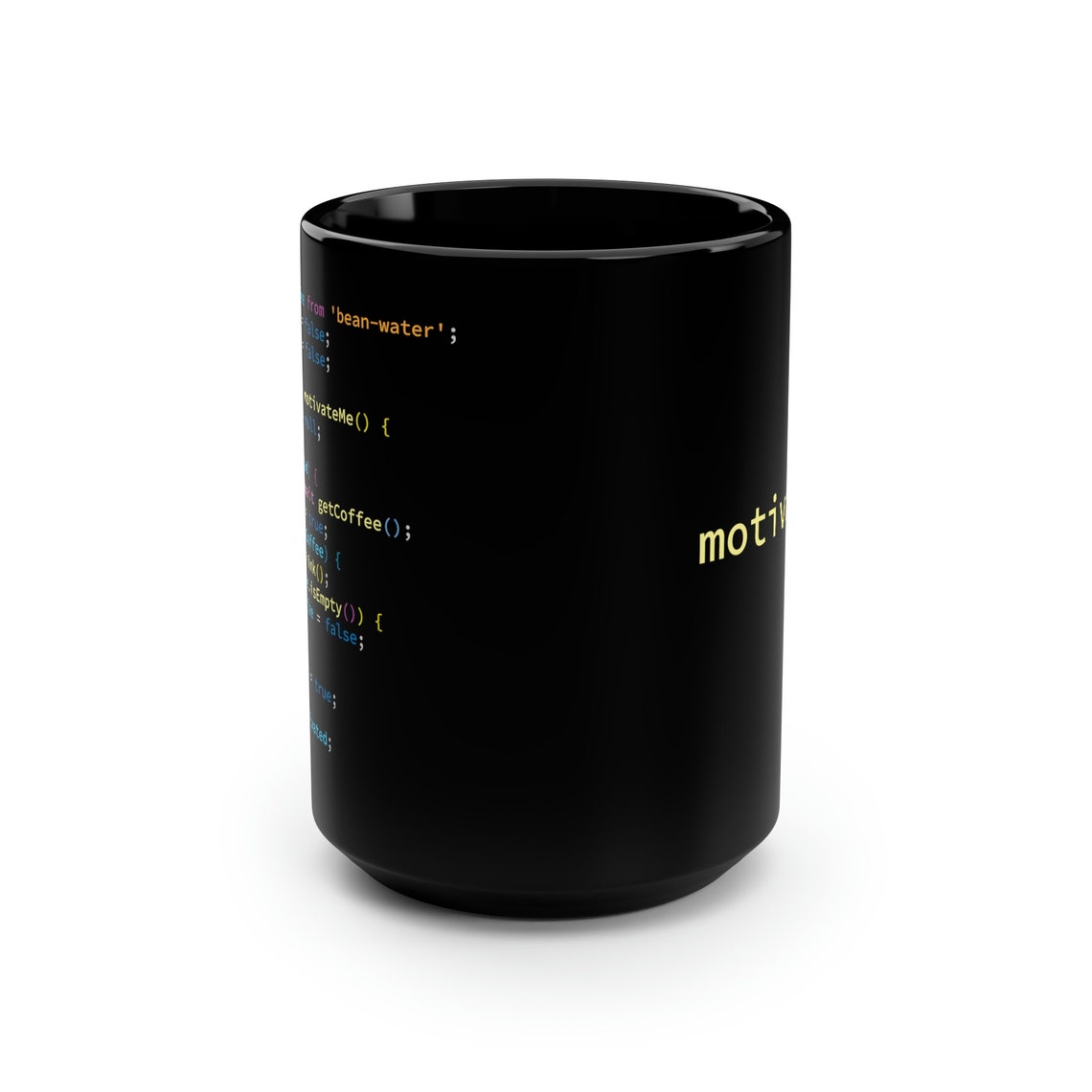 Black 'motivateme' Javascript Code Mug, 15oz - Etsy